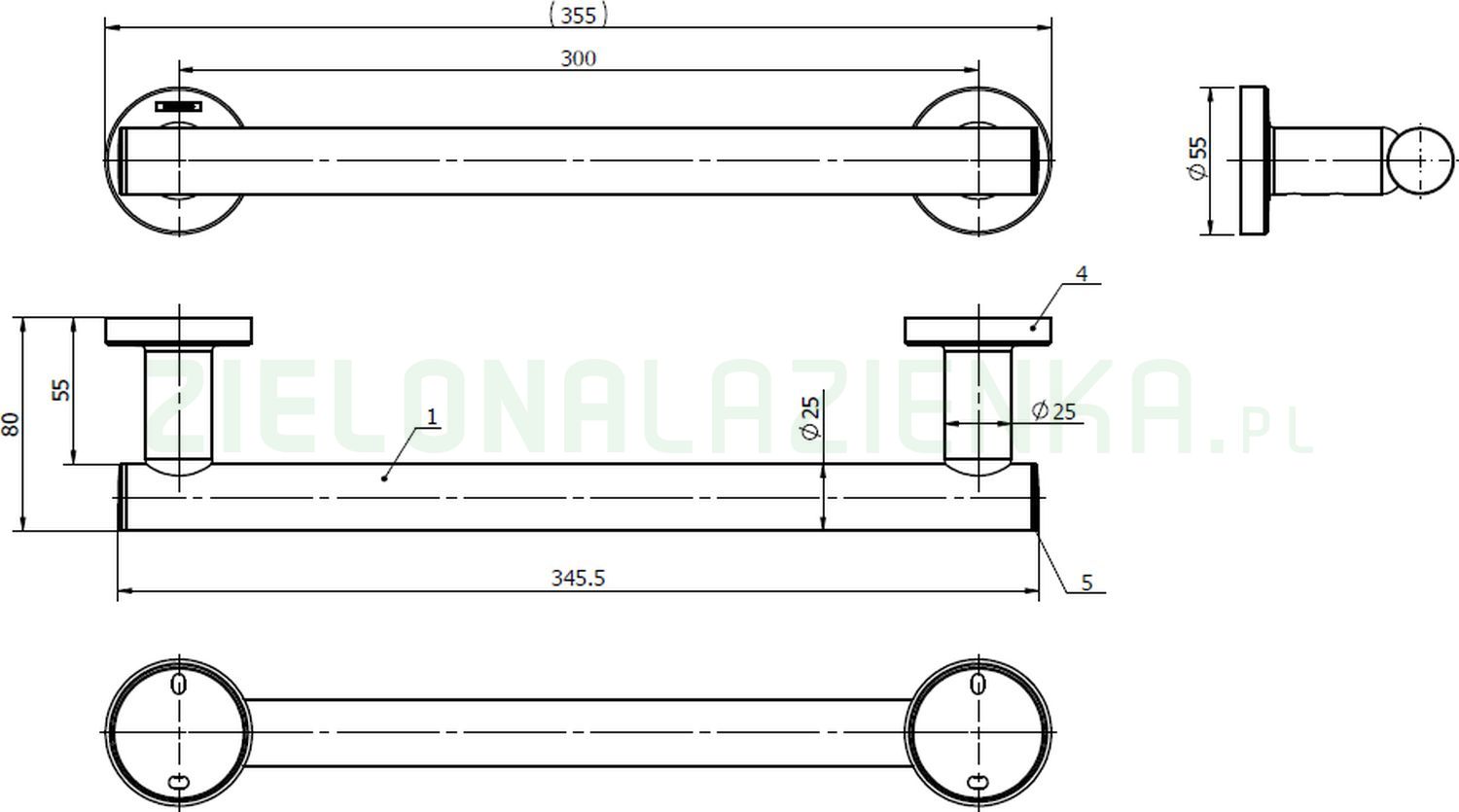 Hansgrohe Logis Universal 41713000 poręcz ścienna - Zielonalazienka.pl